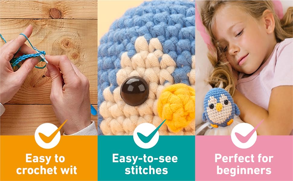 Amazon.com: Easy Crochet Yarn, 3 Pack×1.8oz Beginners Crochet Easy Peasy Yarn for Amigurumi ...