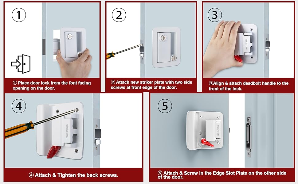 Amazon.com: Naissian RV Camper Door Lock Latch Deadbolt Lock Entry Side Door Lock with Handle ...