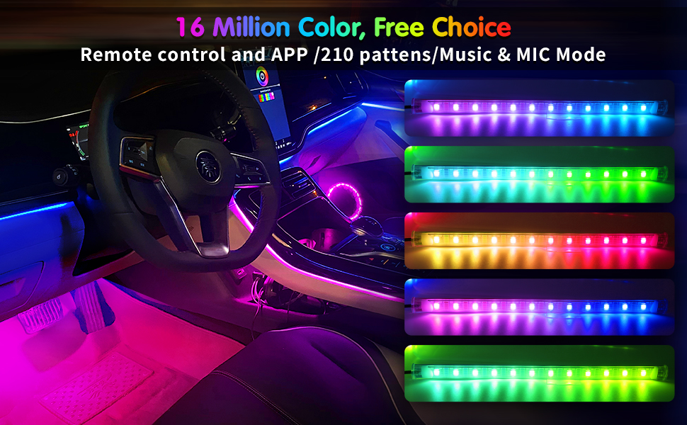 Amazon.com: RGB 72 LED Interior Car Strip Lights with Smart APP Control ...
