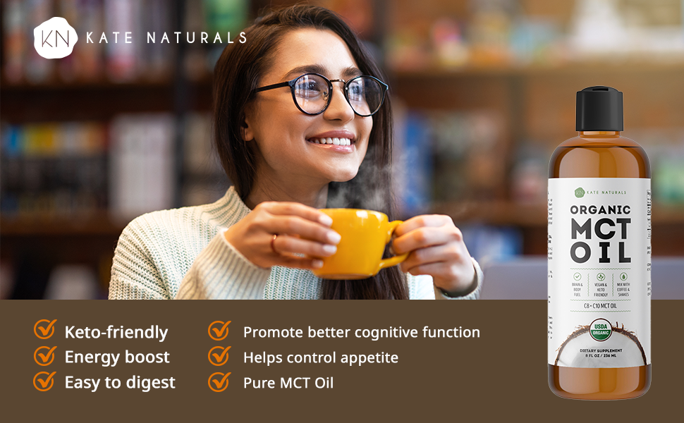 Amazon.com: Kate Naturals MCT Oil for Coffee & Keto 8oz - USDA Certified Organic MCT Oil Liquid ...