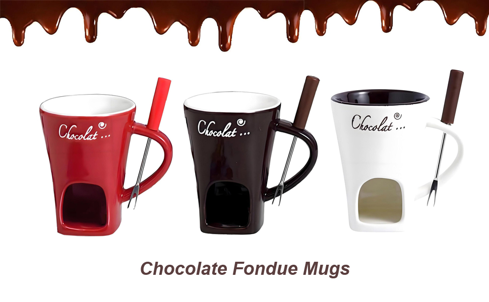 Amazon.com: Chocolate Fondue Mugs Contain Fondue Bliss Cup & Forks, Chocolate Melting Cup, Mini ...