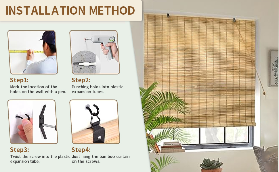 Amazon.com: Bamboo Blinds,Cordless Bamboo Window Shades,Cordless Bamboo ...