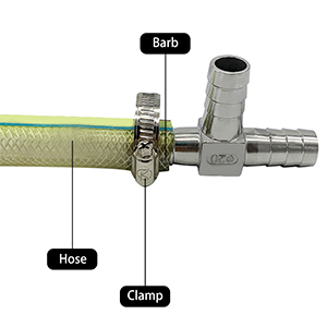 ANPTGHT 1/2" Tee Hose Barb Fitting Stainless Steel Equal Barb 3 Way T shaped Splitter Joint ...
