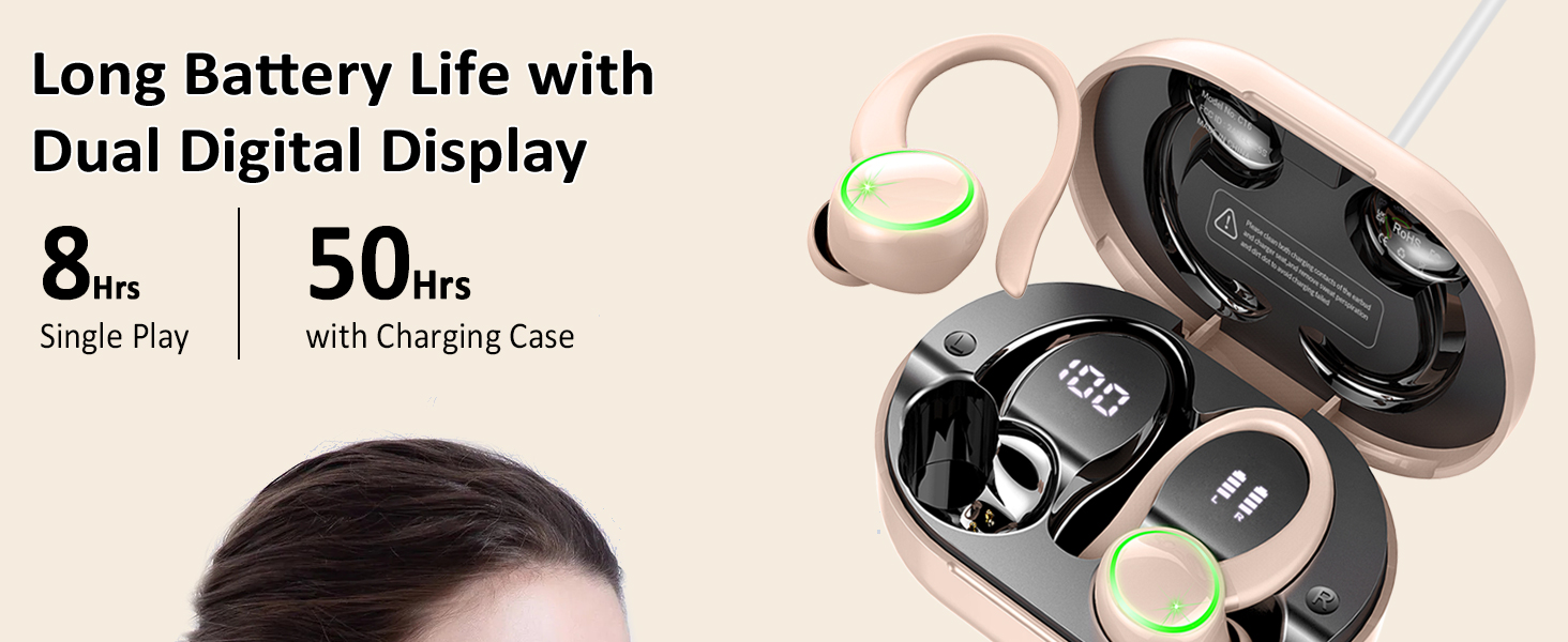 Amazon.com: Wireless Earbuds Sports, Bluetooth Headphones 5.3, 50H ...