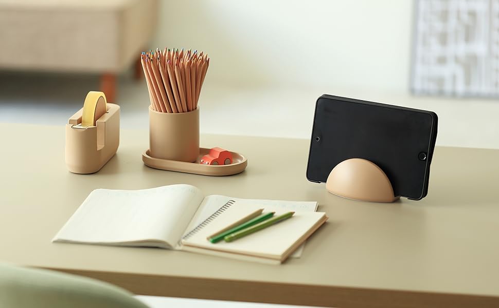 Amazon.co.jp: ideaco(イデアコ) タブレット スタンド 収納 幅12 奥行7.6 高さ6cm tablet stand stone sand black (タブレット ...