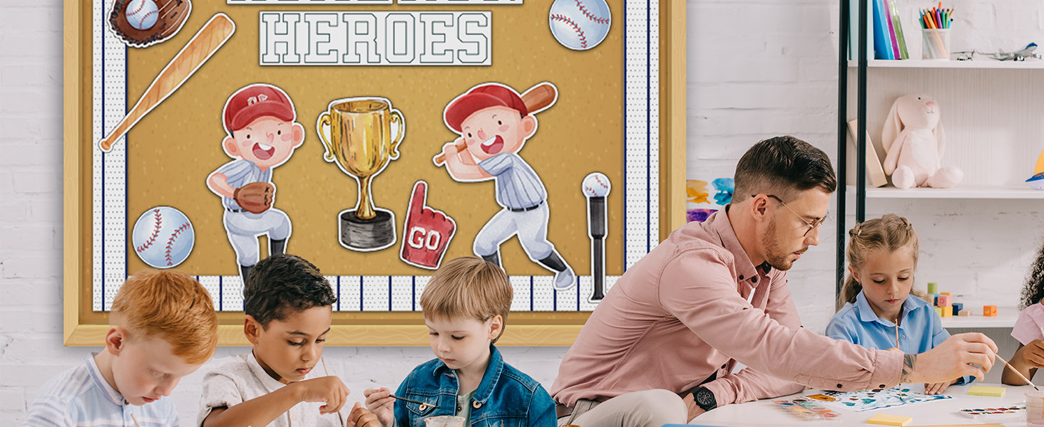 Amazon.com : Decorably 36 Pcs Cutouts Baseball Bulletin Board ...