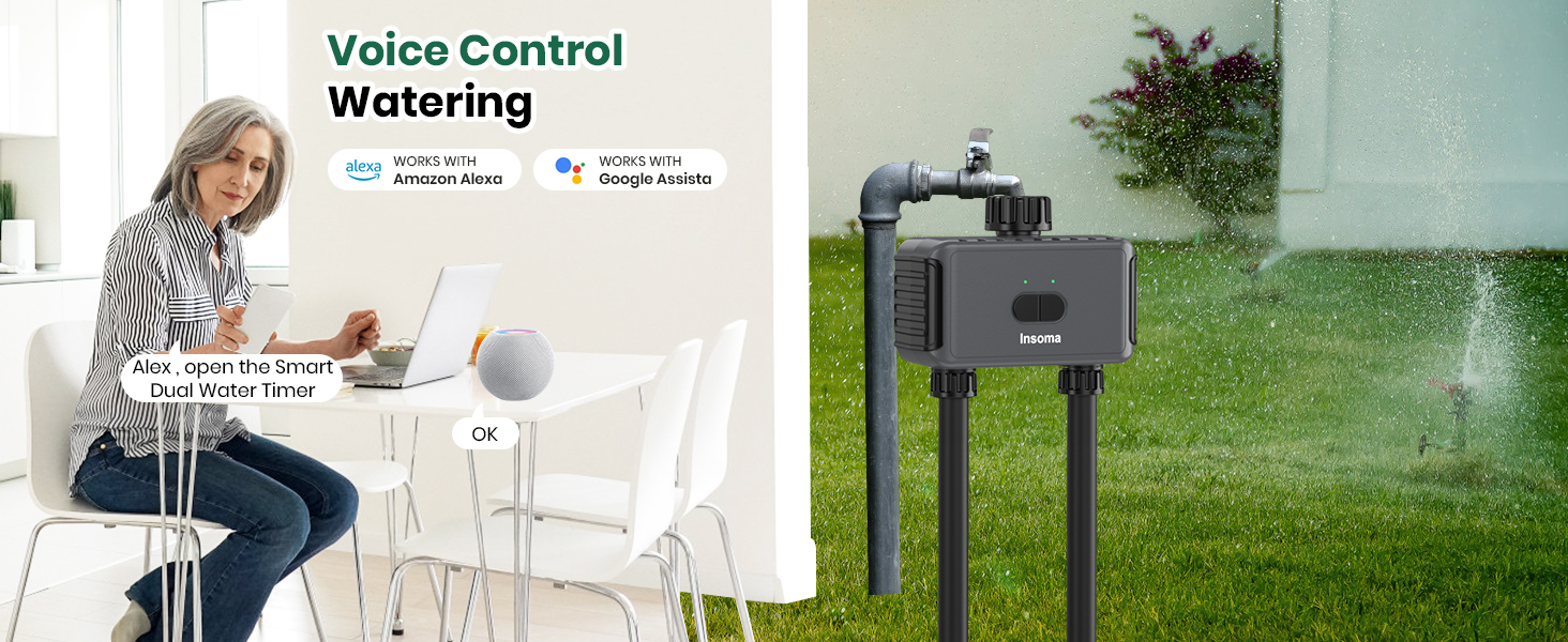 Automatic Irrigation System Controller Smart Hose Watering Timer with 2 ...