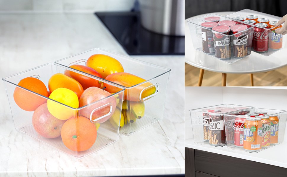 Amazon.com: ZEXALOR 6pcs Plastic Storage Bin 2-Size Clear Storage ...