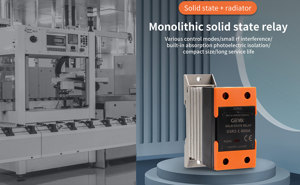 GEYA Solid State Relay with Radiator AC-AC Single Phase SSR 100A Din Rail Mount (AC Control AC ...