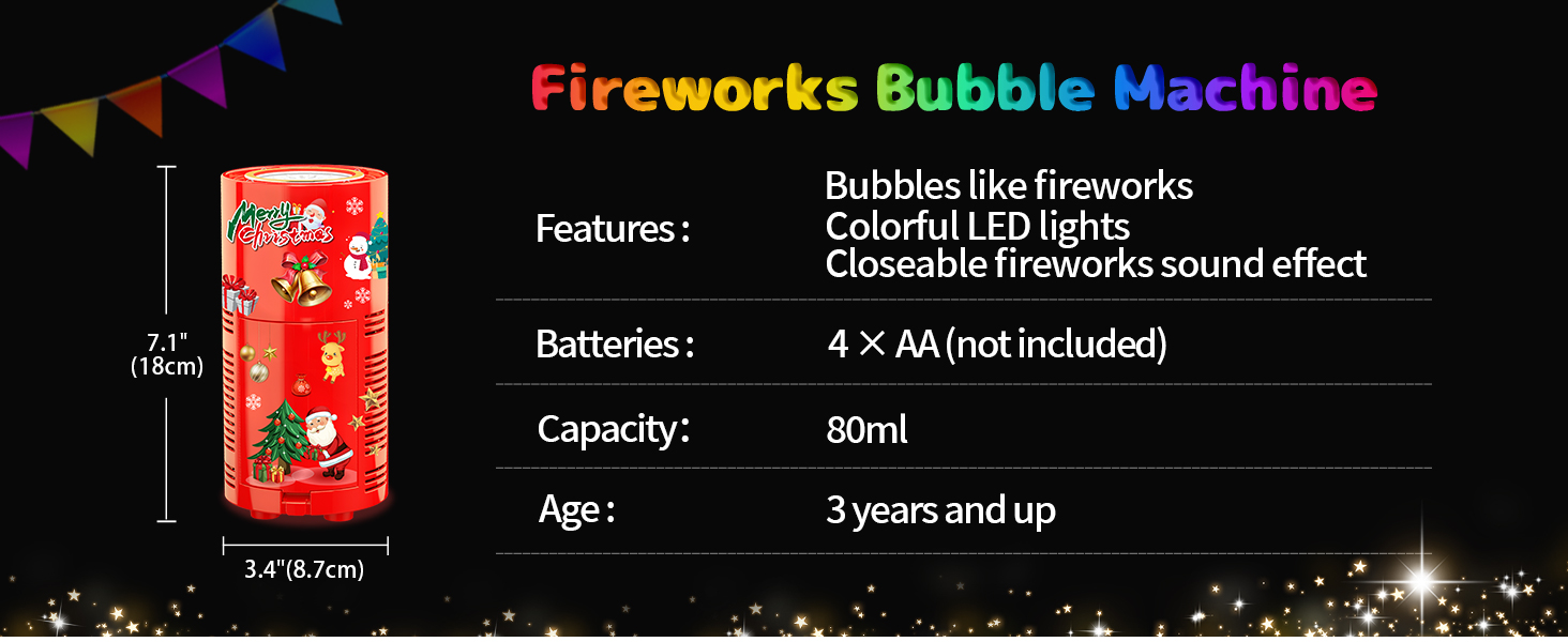 Amazon.com: Ivtivfu Fireworks Bubble Machine (13 Holes with 80ml Bubble ...