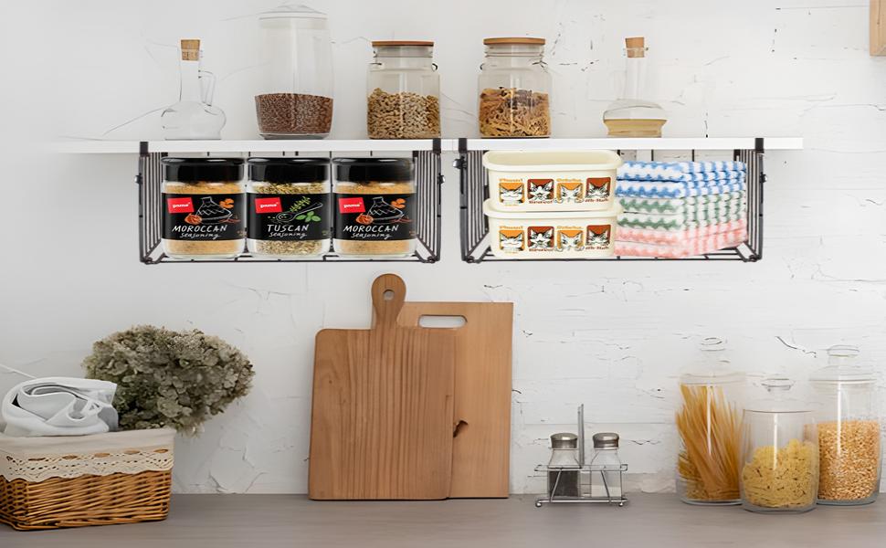 Amazon.com: MILEGI 2 Pack Adjustable Under Shelf Basket, Under Shelf ...