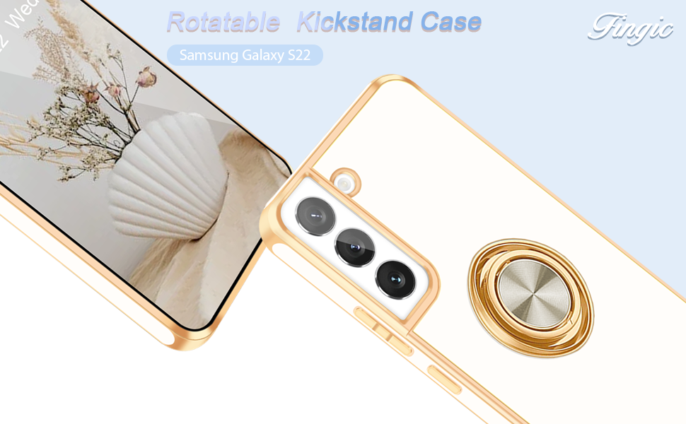 Amazon.com: Fingic for Samsung Galaxy S22 Case with Ring Stand, [360° Rotatable Ring Holder ...