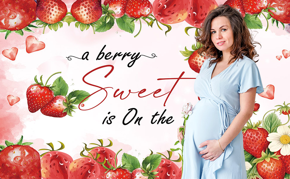 Amazon.com : Fanghui A Berry Sweet Baby is On The Way Photography Backdrop Strawberry Theme Baby ...