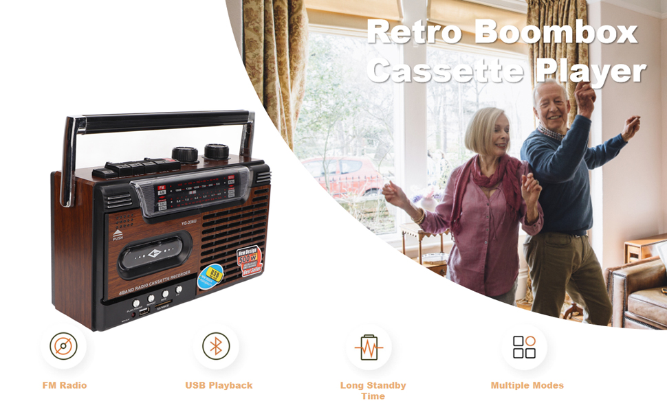 Retro Boombox Cassette Player, Retro Boombox with Cassette Player and ...