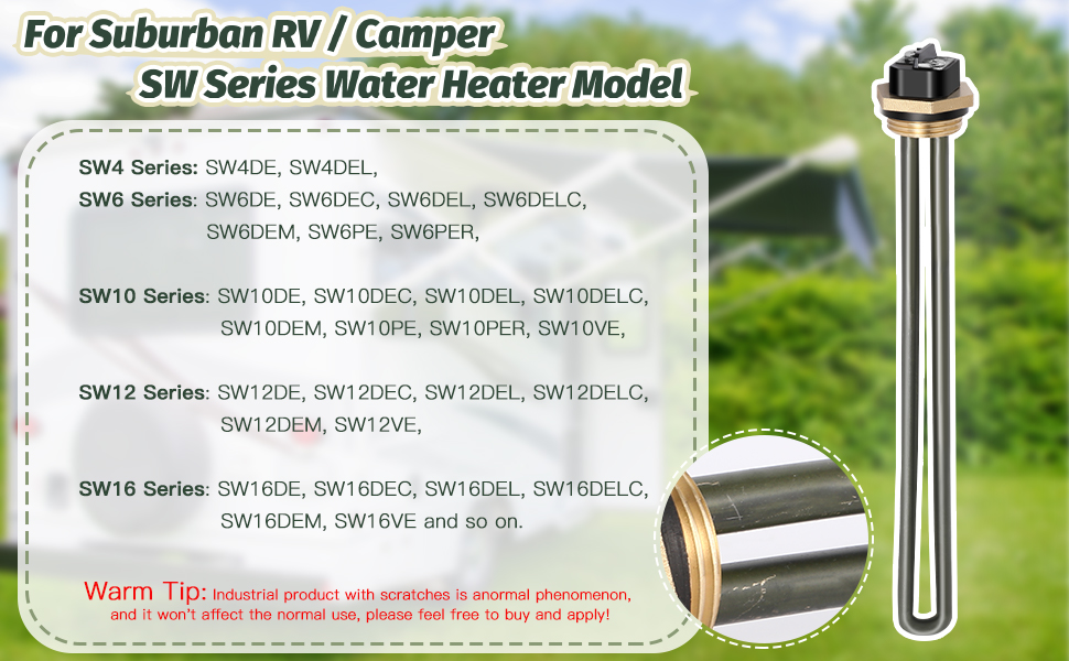 LINGSFIRE Upgraded 520900 Water Heater Element with RV Water Heater Element Wrench Socket 1440W ...