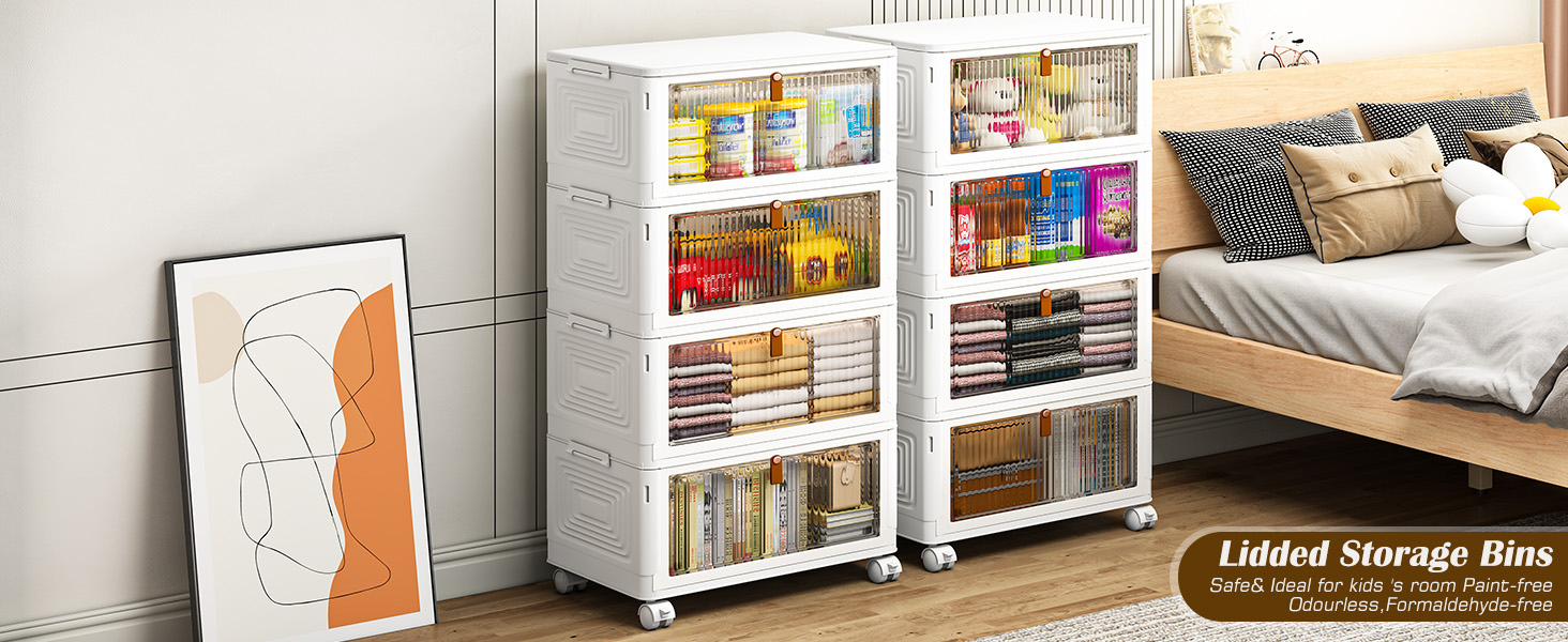 Amazon.com: Contenedores de almacenamiento de plástico de 4 niveles con ...