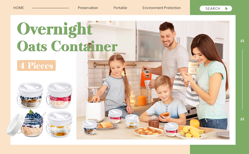 Amazon.com: 4 Pcs Overnight Oats Container with Lids and Spoons, 20 oz Plastic Overnight Oats ...