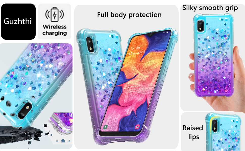 Amazon.com: Guzhthi for Samsung A10E Case: Clear Glitter Flowing Liquid Quicksand Shockproof ...