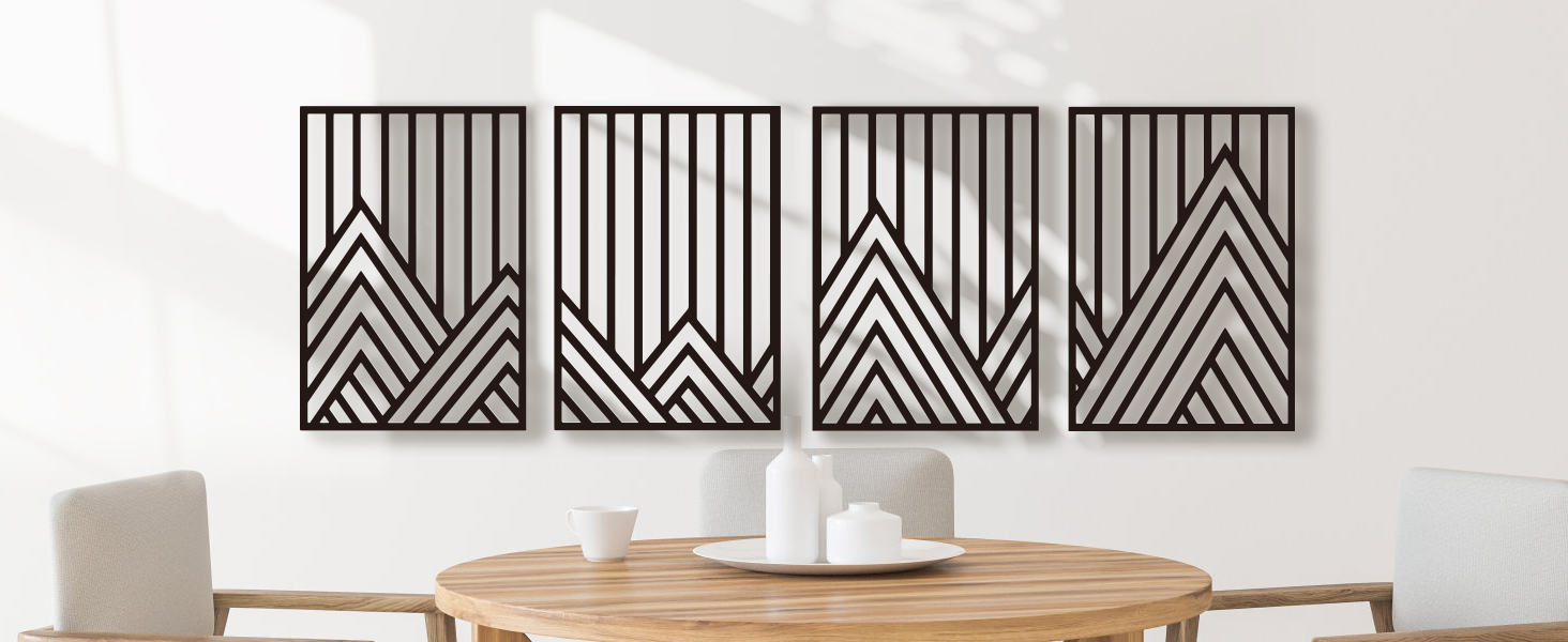 Amazon.com: Glamativity 4 Pack Black Abstract Metal Wall Art ...