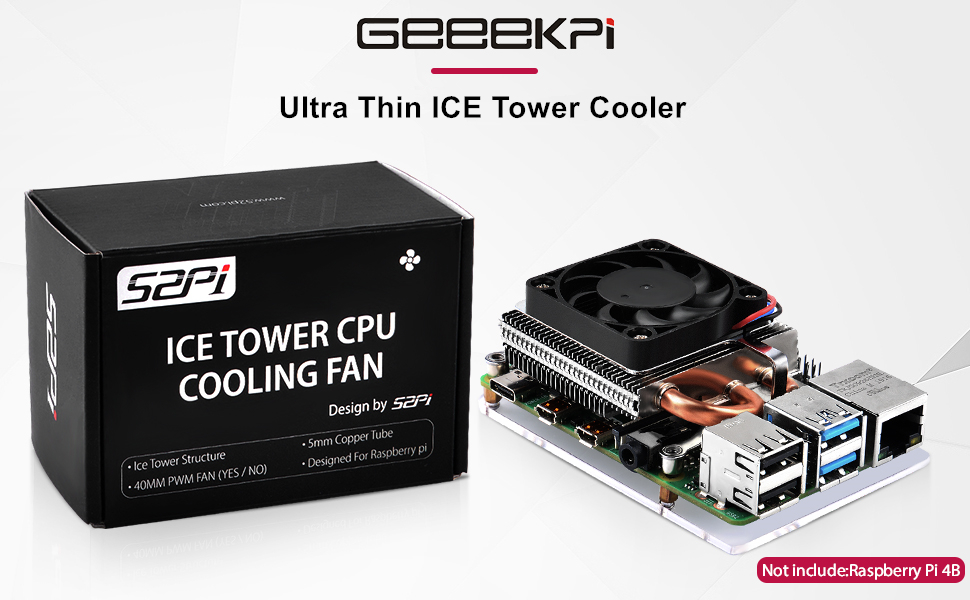 Amazon.com: GeeekPi Raspberry Pi 4 Fan, Raspberry Pi Ultra Thin ICE Tower Cooler, Raspberry Pi ...