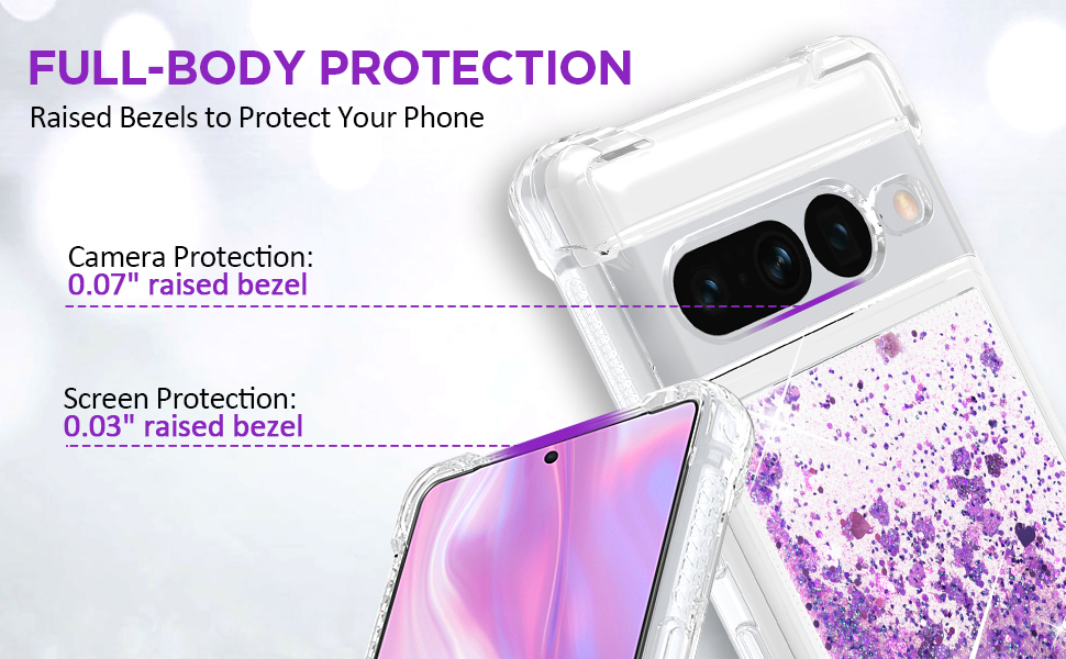 Amazon.com: ANSHOW Glitter Google Pixel 7 Pro Case, Clear TPU-Shockproof, Bling Gold Glitters ...