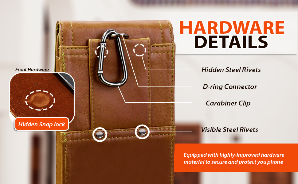 Amazon.com: Hengwin Genuine Leather Cell Phone Holster Fits for iPhone 16 15 14 13 Pro Samsung ...