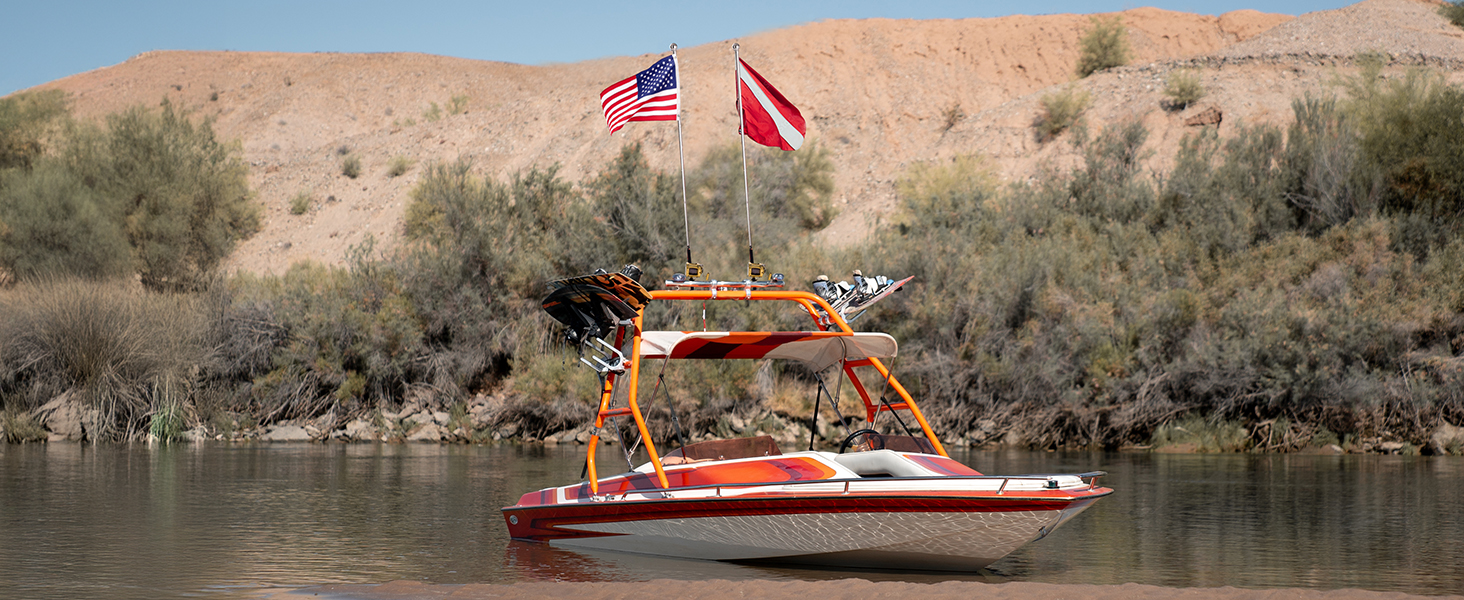 Amazon.com : KEMIMOTO Boat Flag Pole with Boat Rod Holder Mount, 4ft Aluminum Golf Cart Flag ...