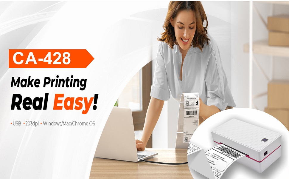 SHREYANS CA428 Label Printer with 104mm Width (4 Inch) Useful for Making Shipping Labels and All ...