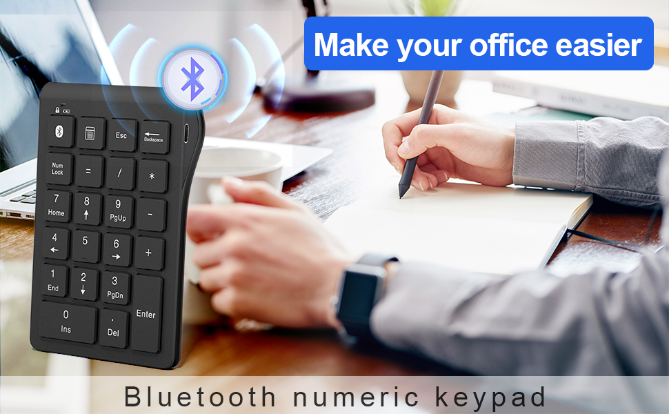 Amazon.com: Bluetooth Number Pad, Bluetooth 10 Key, USB C Rechargeable ...