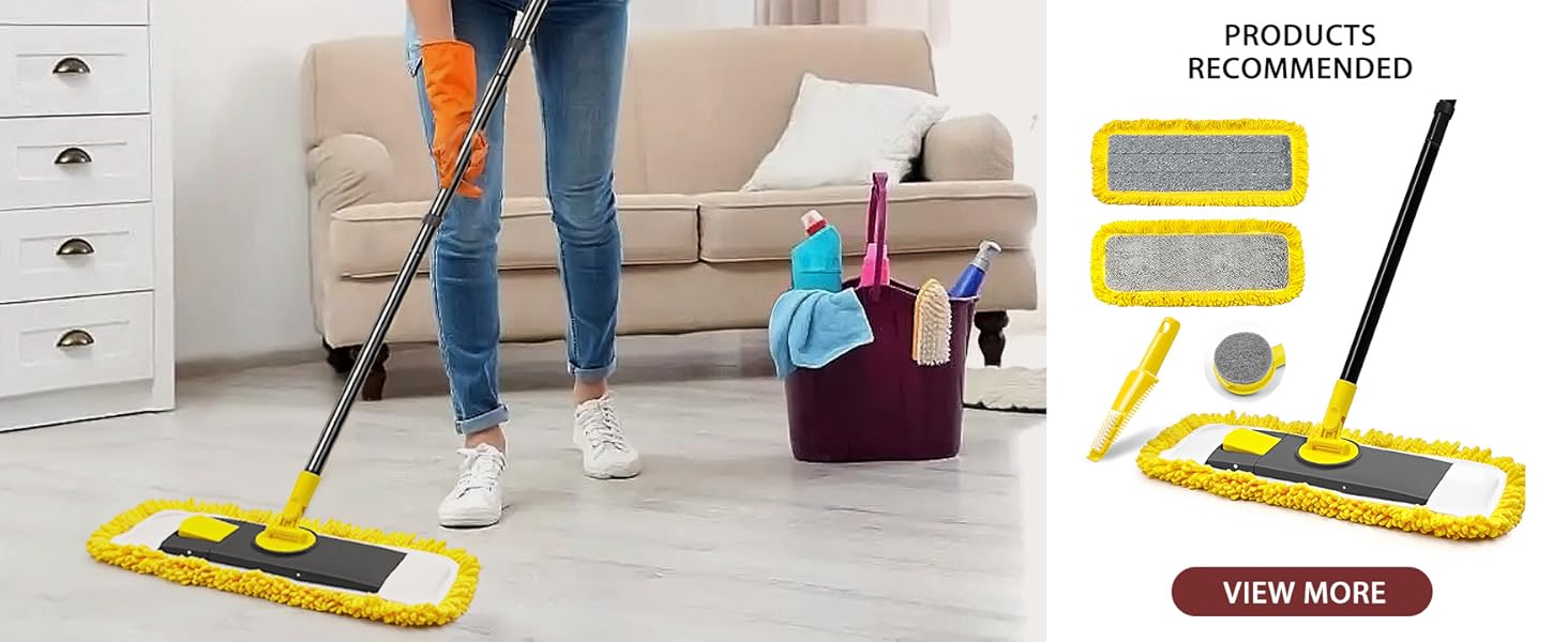 Amazon.com: Dolanx Dust Mop with Microfiber & Chenille Pads, Dry Wet Flat Mop for Cleaning Hard ...
