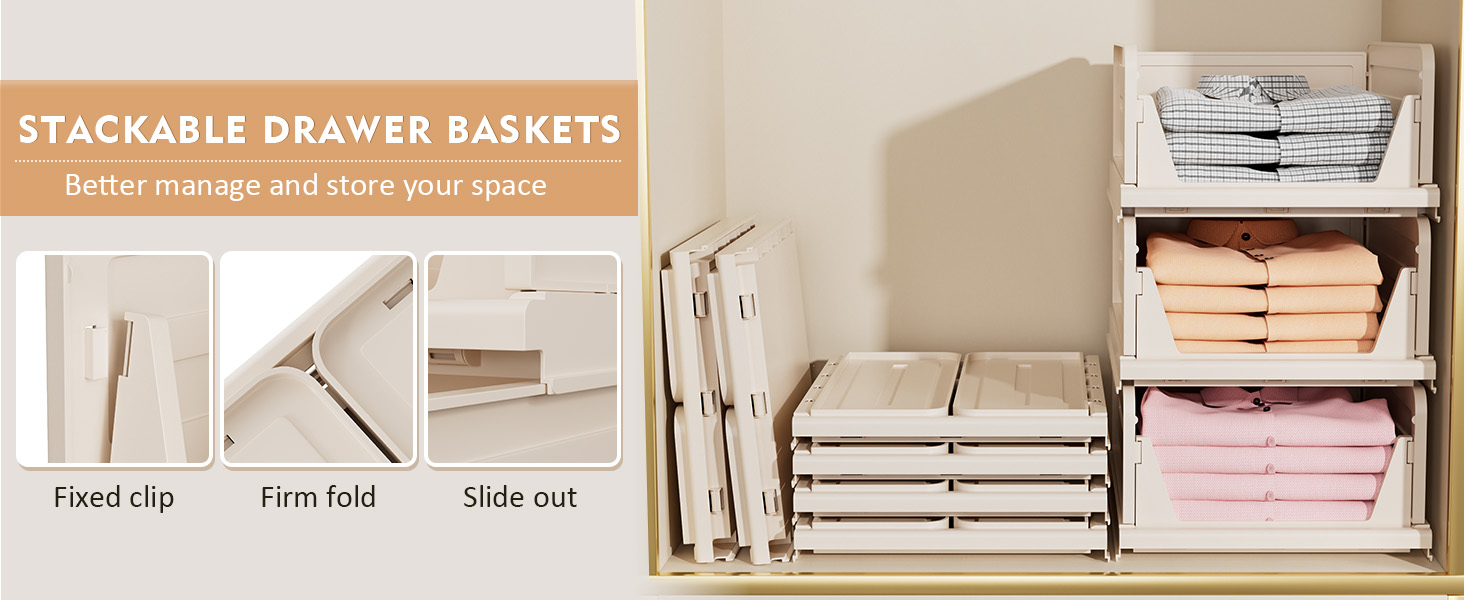 Amazon.com: 6 Pack Stackable Closet Organizer Box - Stackable Storage ...