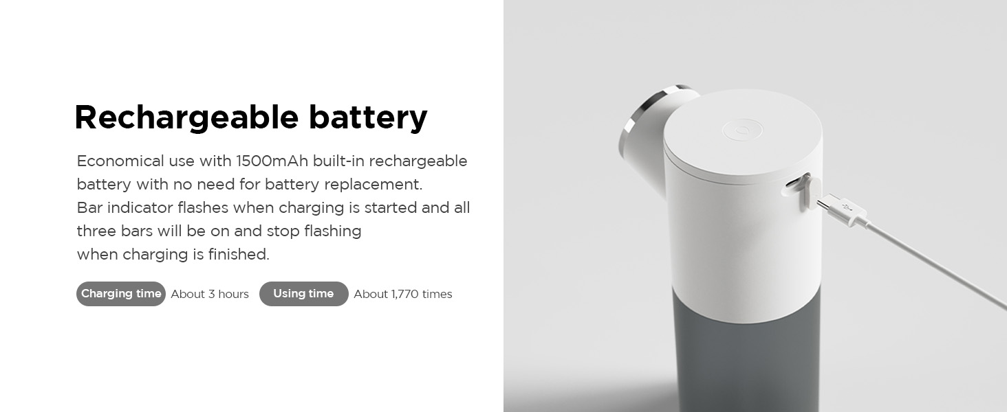 Amazon.com: mooas Soft Bubble Automatic Hand Soap Dispenser 320ml/11oz, Rechargeable Foaming ...