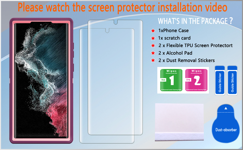 Amazon.com: HONG-AMY for Samsung Galaxy S22 Ultra Case with Self Healing Flexible TPU Screen ...