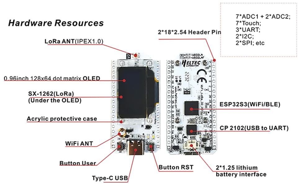 Amazon.com: Heltec WiFi LoRa 32 V3 Development Board 902-928MHz with ...