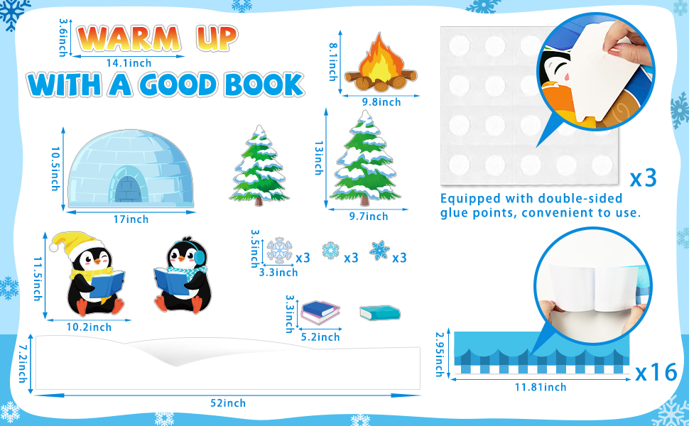 Amazon.com: Winter Penguins Bulletin Board Set Winter Christmas Library ...