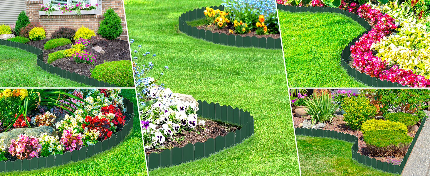 Amazon.com : HIKUIBU Garden Edging Border, 25PCS Plastic Landscape Edging Border No Dig, Garden ...