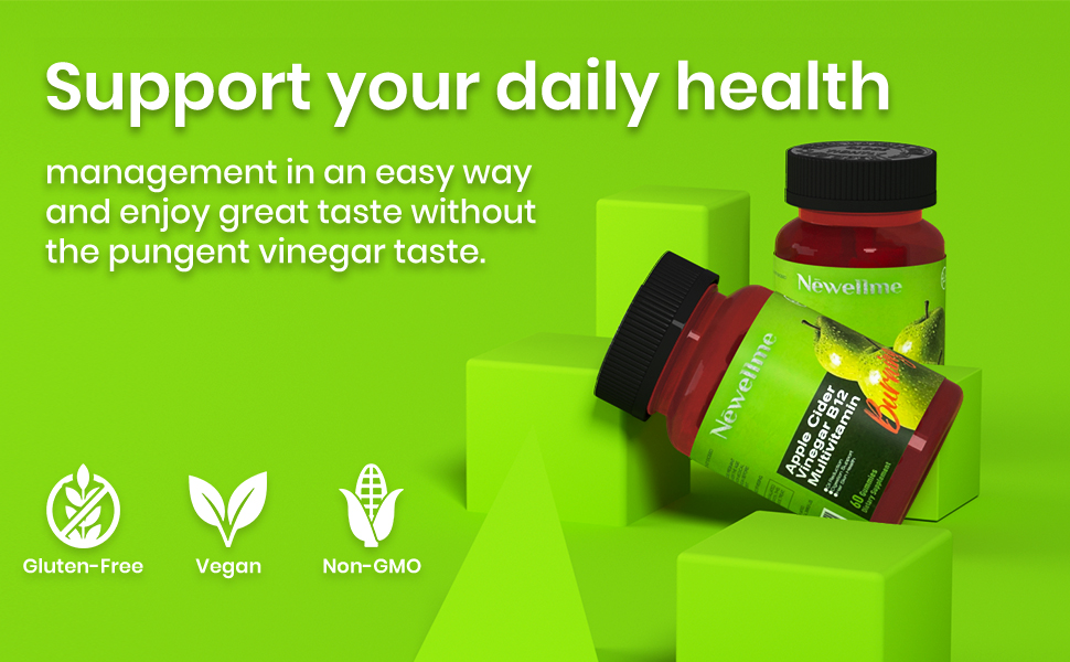 Amazon.com: NEWELLME Apple Cider Vinegar Gummies B12 Multivitamin,ACV Supplement Gummy Vitamins ...