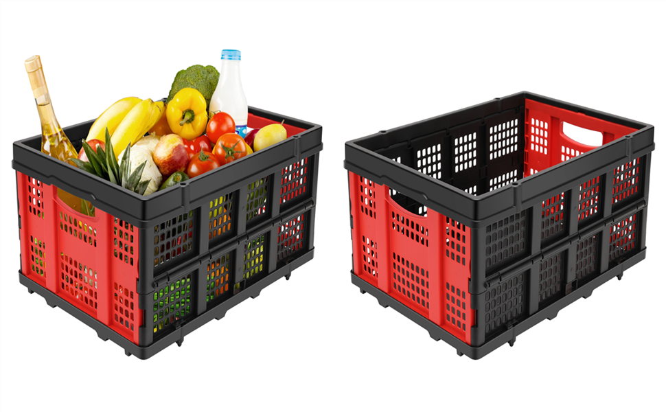 Amazon.com: 50L Collapsible Plastic Storage Basket, Hand Trucks ...