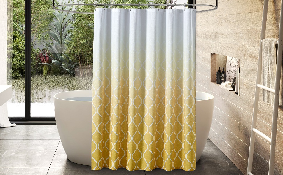 Amazon.com: YOSTEV Gold White Shower Curtain, Gold Ombre Geometric Shower Curtains for Bathroom ...
