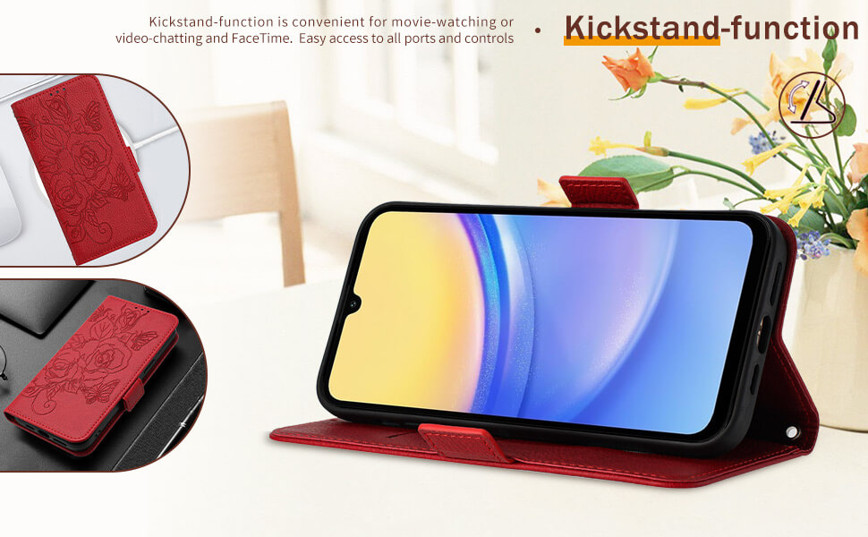 Amazon.com: JanCalm for Galaxy A15 5G Phone Case Wallet,[RFID Blocking][Card Cash Slots][Wrist ...