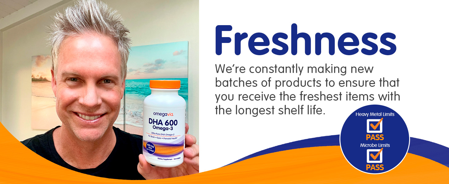 Amazon.com: OmegaVia DHA 600 mg, Ultra Pure Omega-3 DHA Supplements for Brain and Eyes, DHA ...