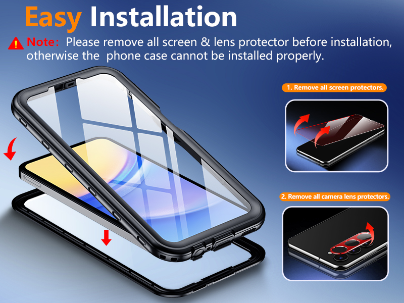 Amazon.com: Temdan for Samsung Galaxy A15 5G Case,Waterproof Built-in Lens & Screen Protector ...