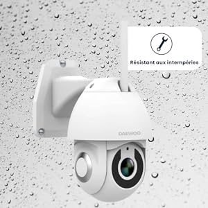 Daewoo Security EP505 Caméra Extérieure Rotative Résolution 3MP, Audio Bidirectionnel, Détection ...