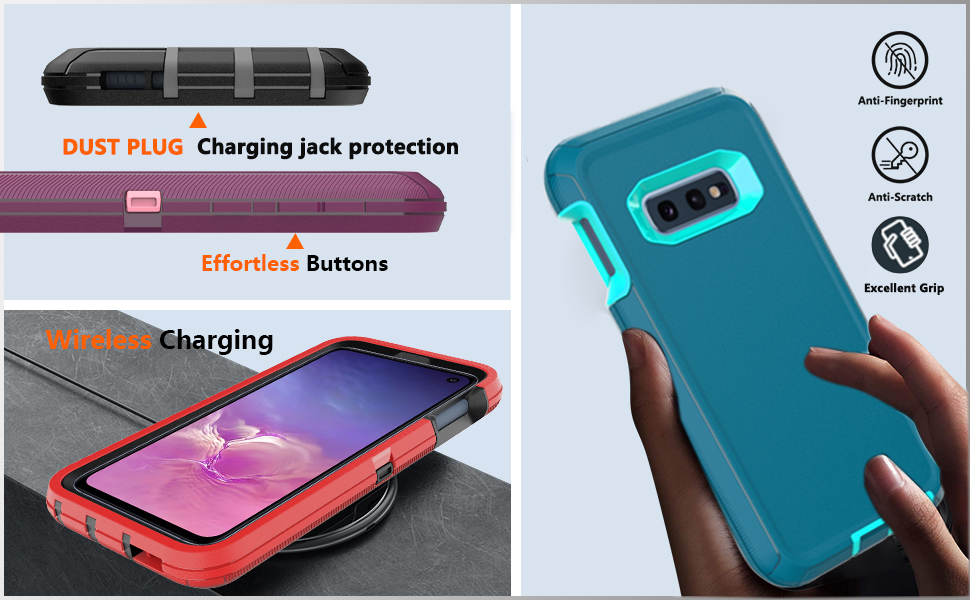 Amazon.com: HONG-AMY Galaxy S10E Case: 3-in-1 Shockproof Heavy Duty Protection, 2 Nano Explosion ...