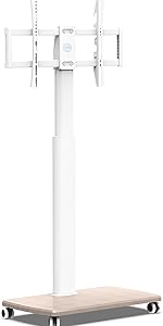 FITUEYES Carrello Porta TV con Ruote 1.5m & 20mm Legno Base per 32-70 Pollici, 60° Girevole & 6 ...