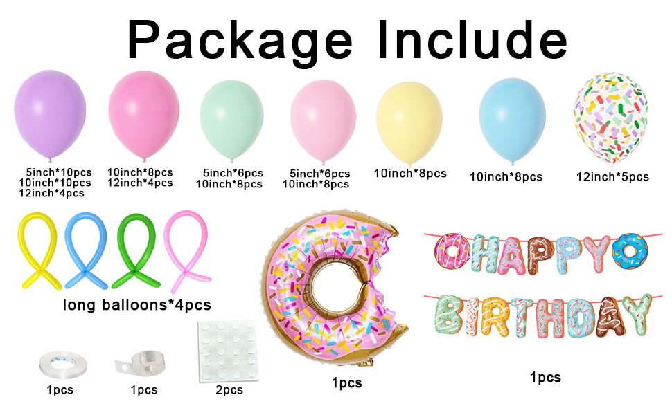 Amazon.com: Pastel Donut Balloon Garland Arch Kit, Donut Sweet One Birthday Party Decorations ...