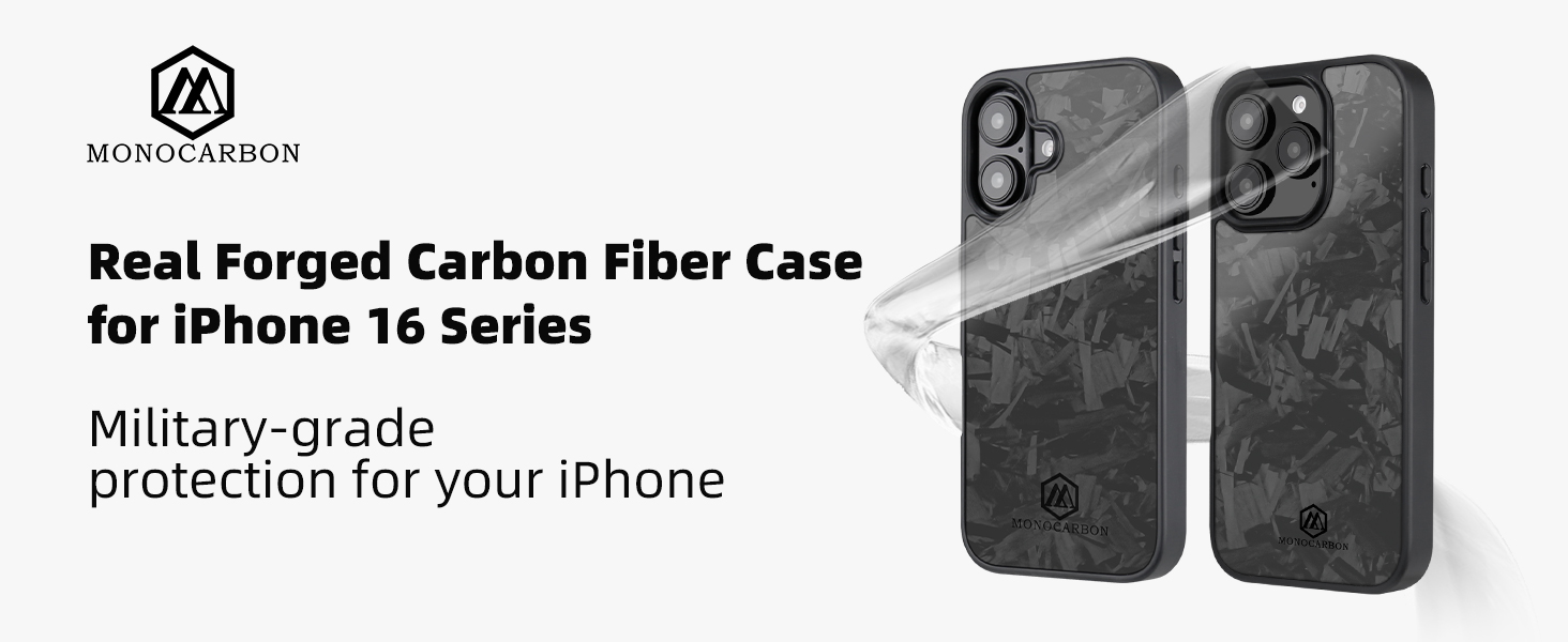Amazon.com: MONOCARBON Real Forged Carbon Fiber Case for iPhone 16 Pro, Military Grade 6.3 in ...