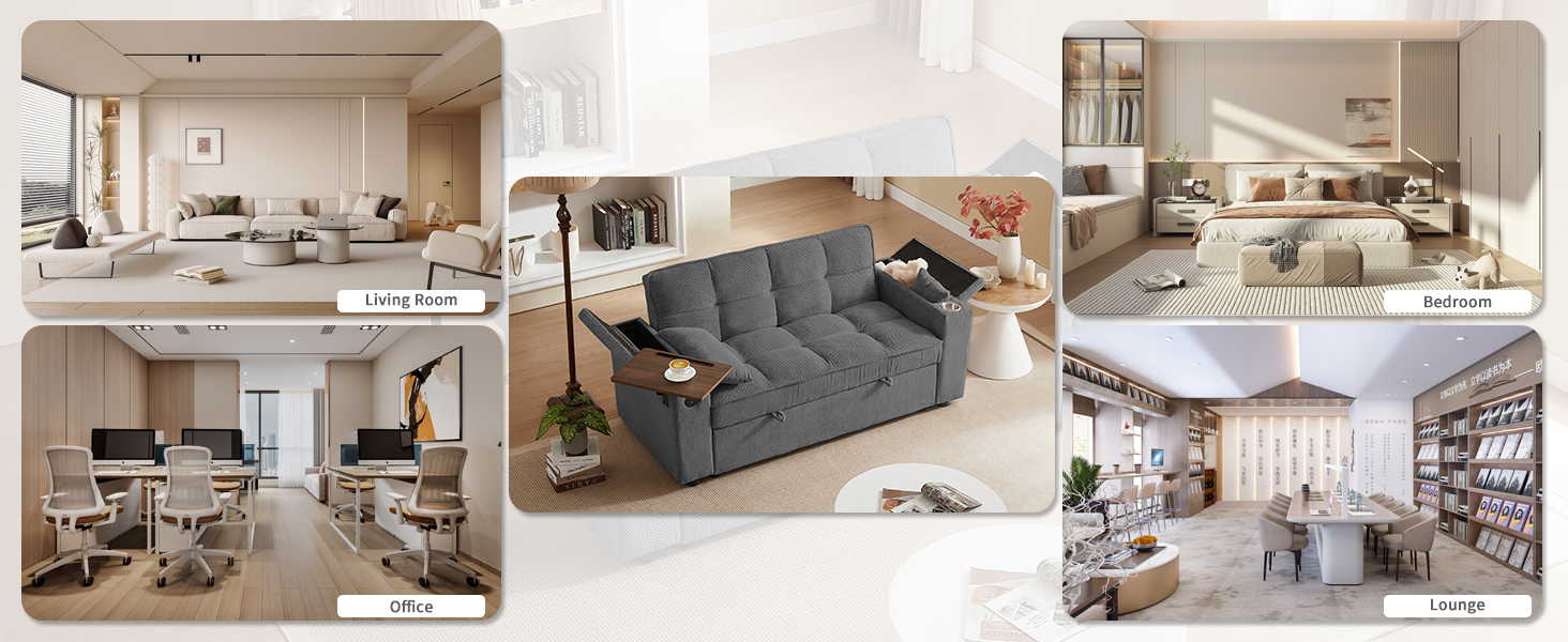 Amazon.com: hansones 65'' 3-in-1 Folding Convertible Sofa Bed, Queen Size Pullout Sofa, Modern ...