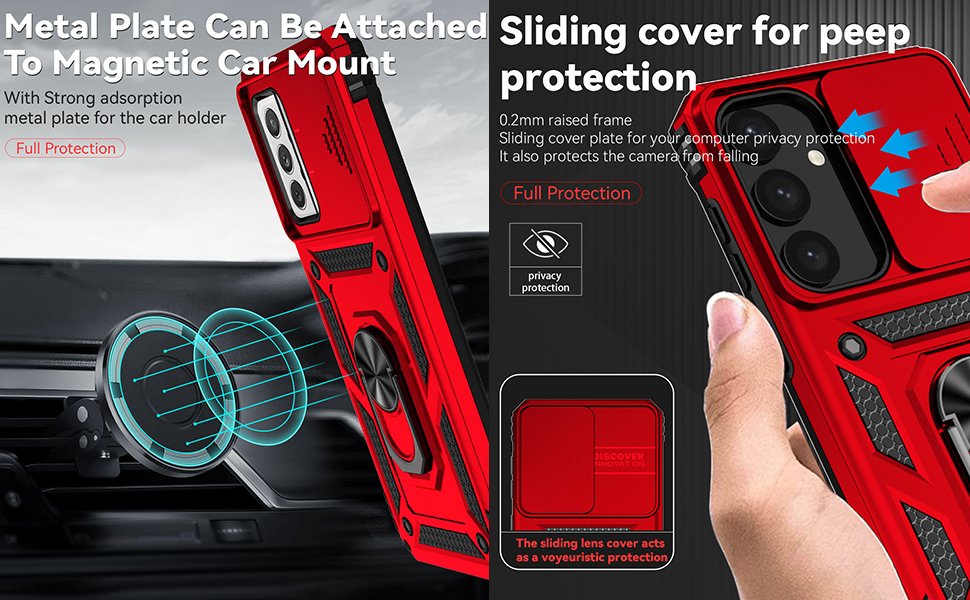 Amazon.com: Military Grade Galaxy A52 5G Case for Samsung With Kickstand Slide Camera Cover ...