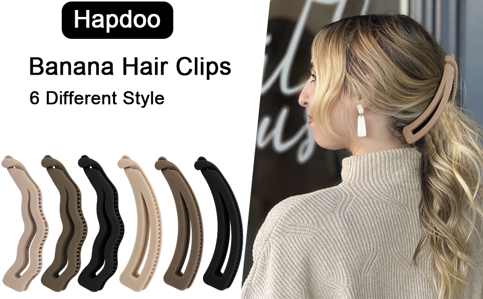 Amazon.com : Hapdoo 6PCS Banana Clips Hair, Matte Banana Hair Clips for Thick Hair Thin hair ...
